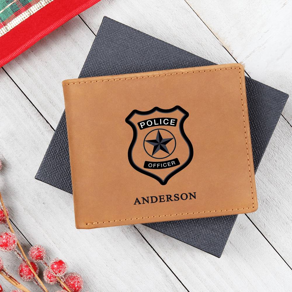 Personalized Police Officer Engraved Leather Wallet – heartaccent.com