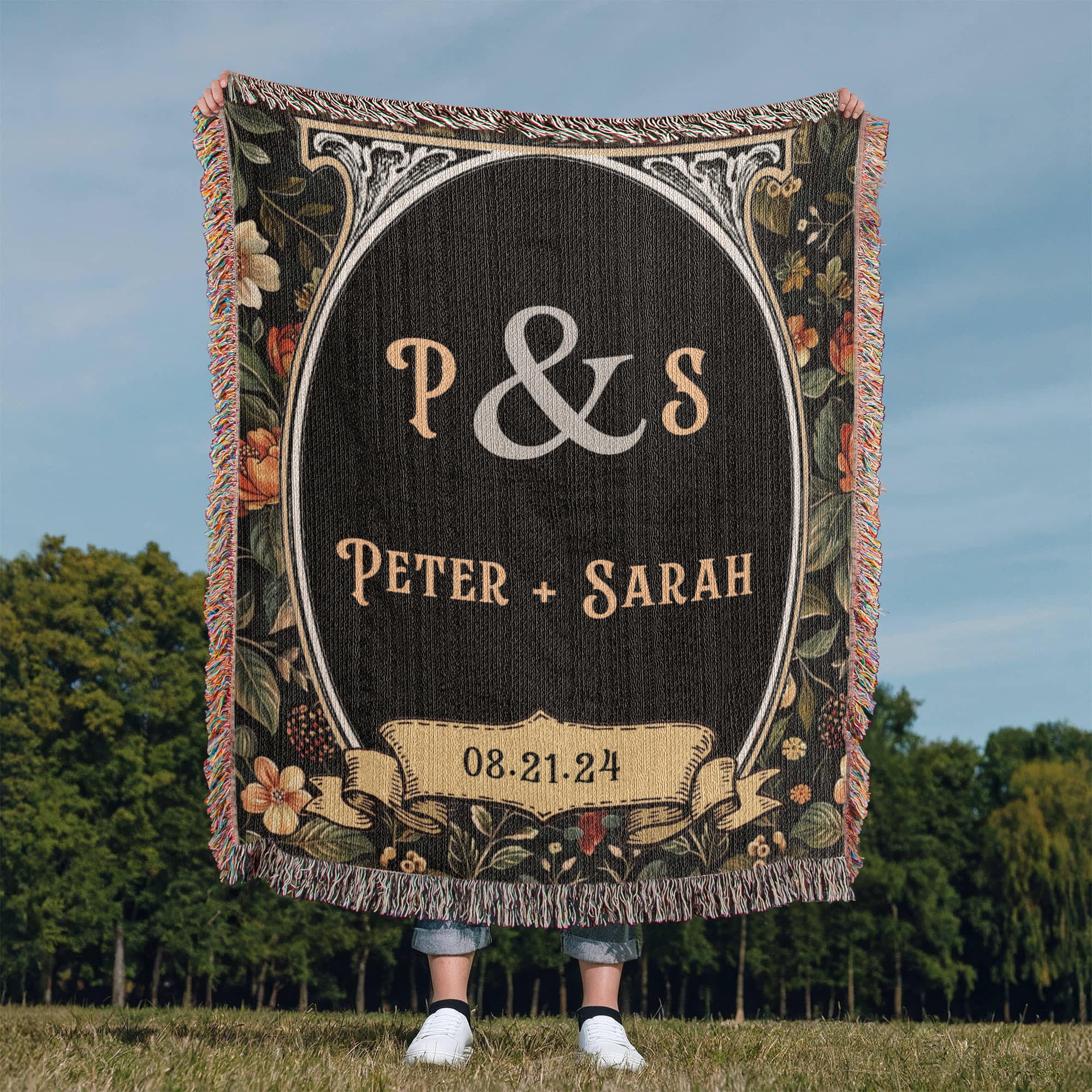 Custom Wedding Date Woven Throw Blanket – heartaccent.com